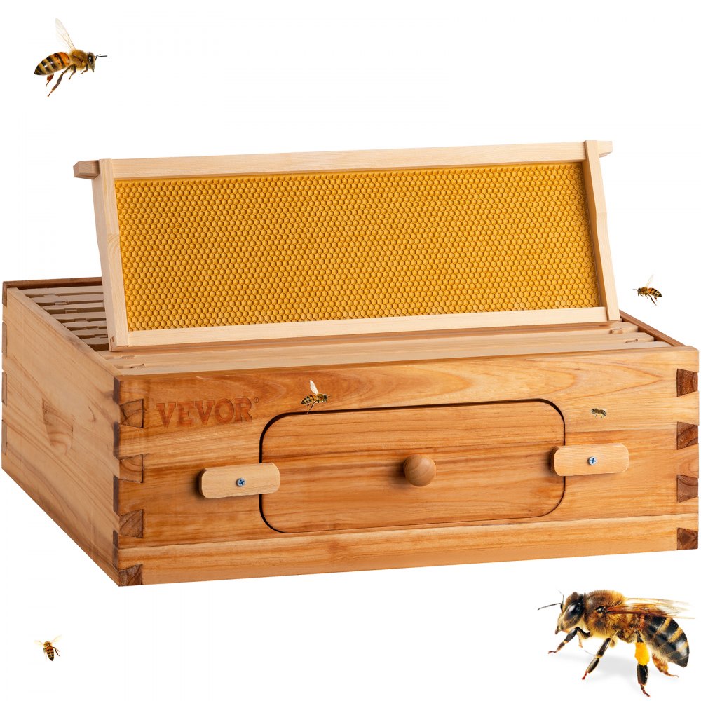 VEVOR Bee Hive, 10-Frame Complete Beehive Kit, 100% Beeswax Natural ...