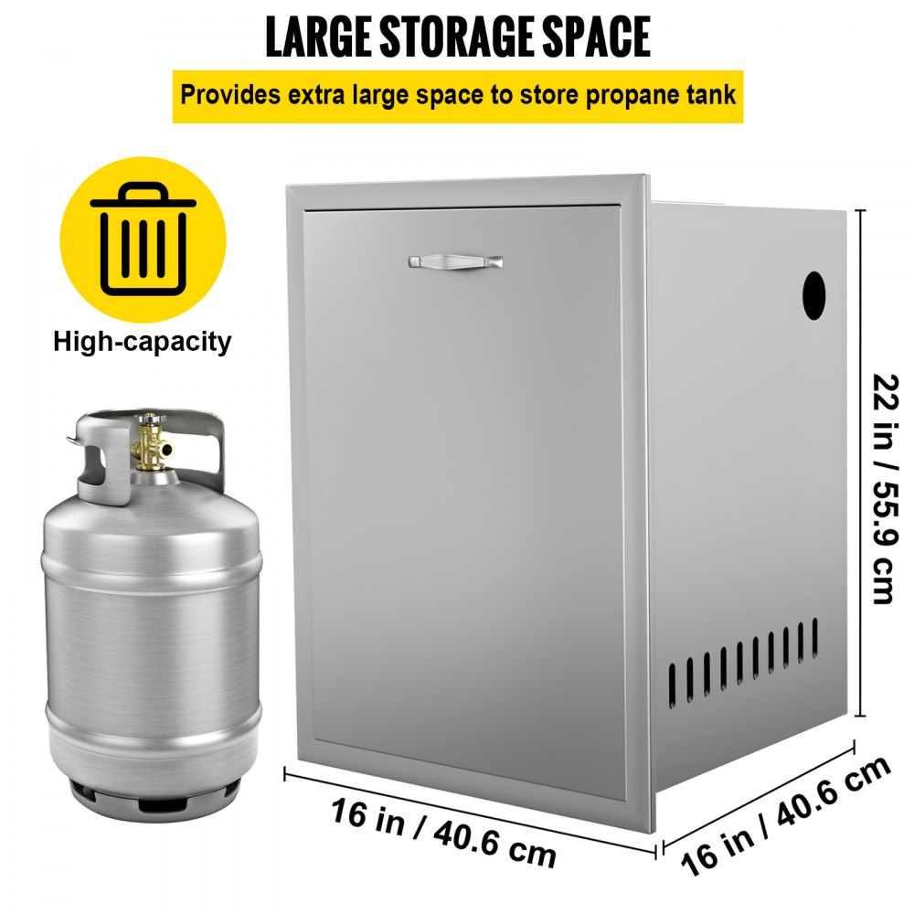 VEVOR Outdoor Kitchen Propane Tank Drawer 16Wx22Hx16D Inch Stainless ...