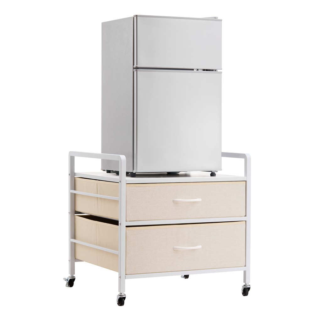 VEVOR White Mini Fridge Stand – 176 lb Cart with Drawers