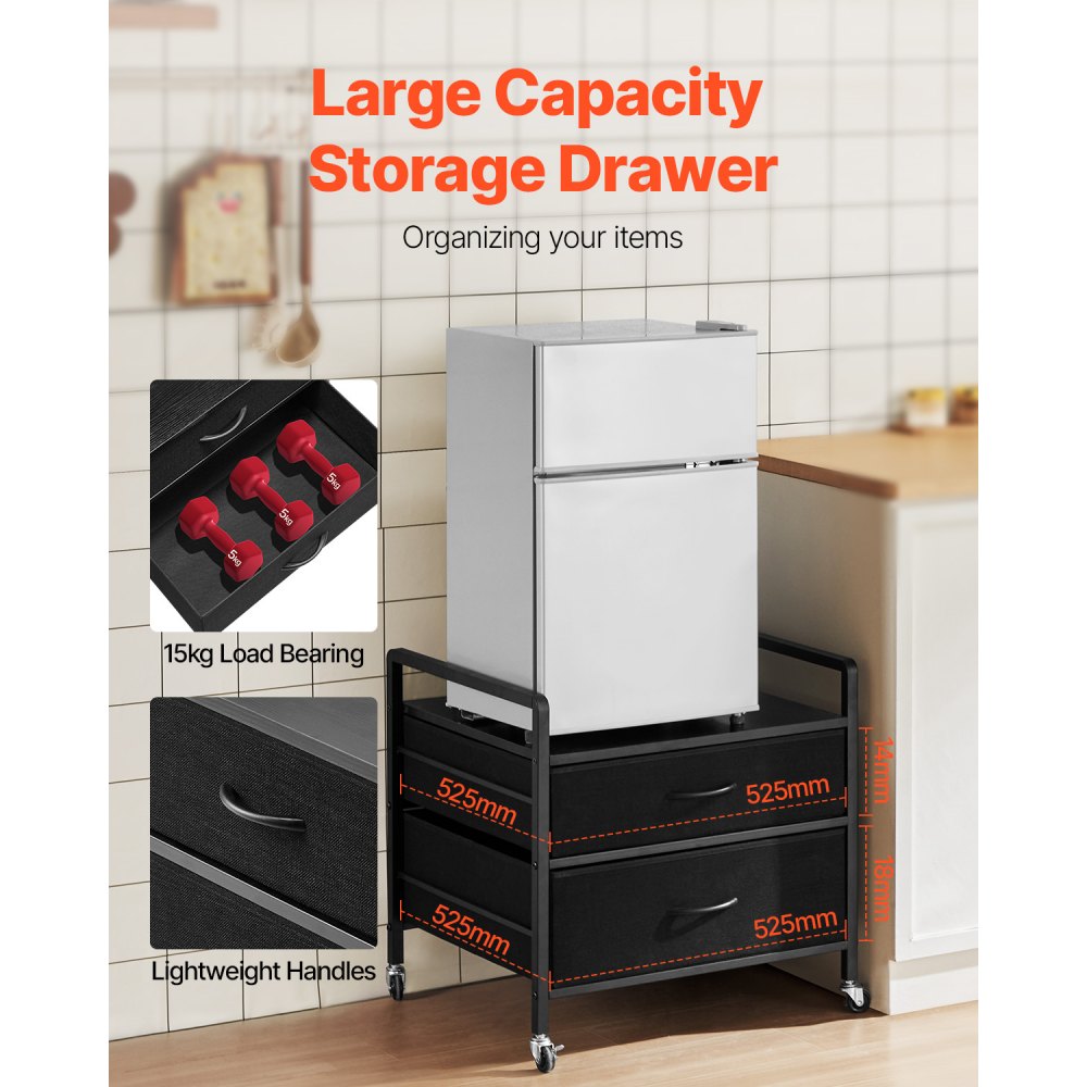 VEVOR Table for Mini Fridge - 530 × 522 mm, 4 Swivel