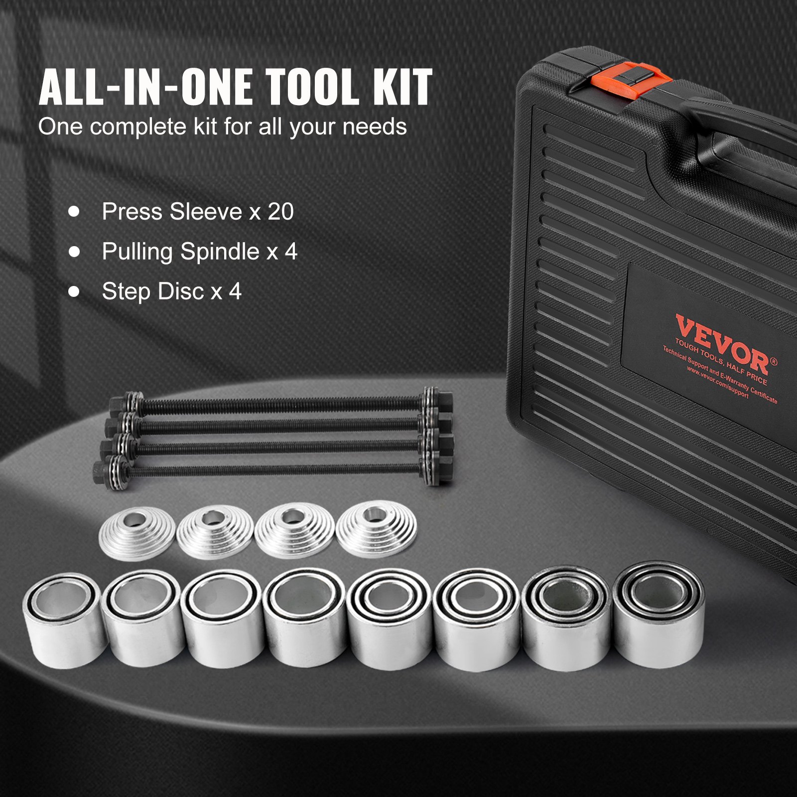 VEVOR 28 PCS Pull and Press Sleeve Kit, Steel Bush Bearing Removal and ...