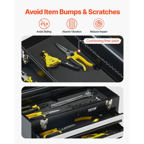 Tool Box 20.5-inch Portable Metal Tool Box with 3 Drawers Tool ...