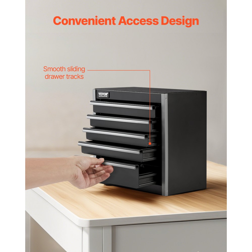 VEVOR Tool Box 218.4 mm Portable Metal Tool Box with 5 Drawers Tool ...