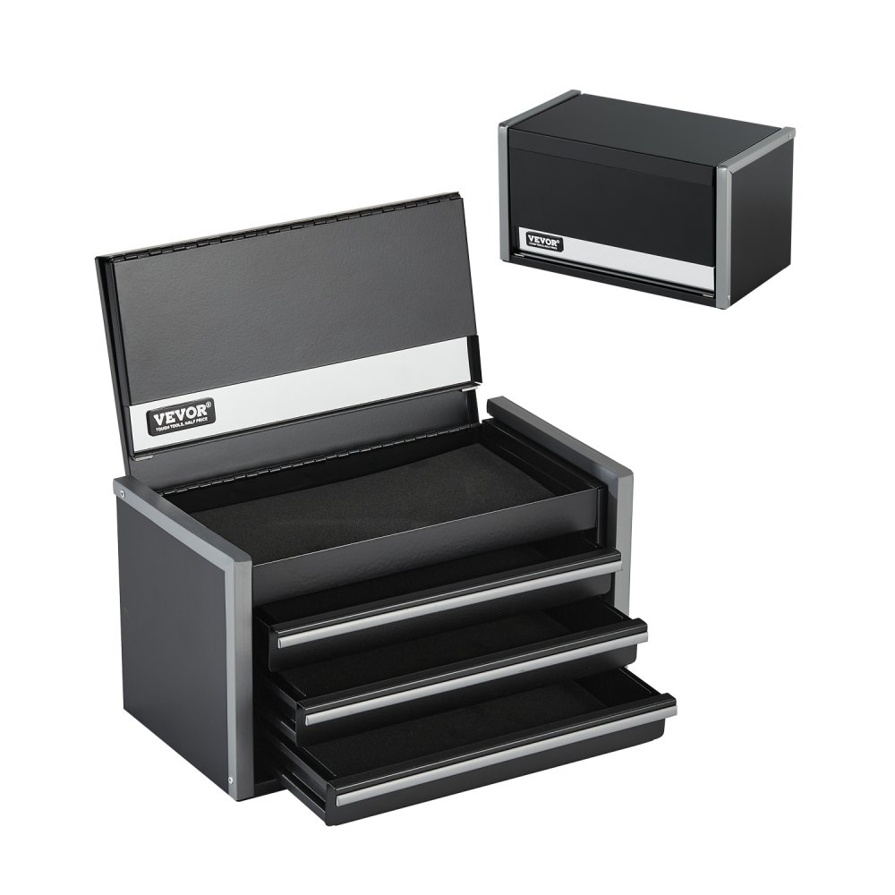 Tool Box 8.6-inch Portable Metal Tool Box with 3 Drawers Tool Organizer ...