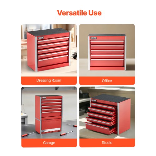 Tool Box 8.6-inch Portable Metal Tool Box with 5 Drawers Tool Organizer ...