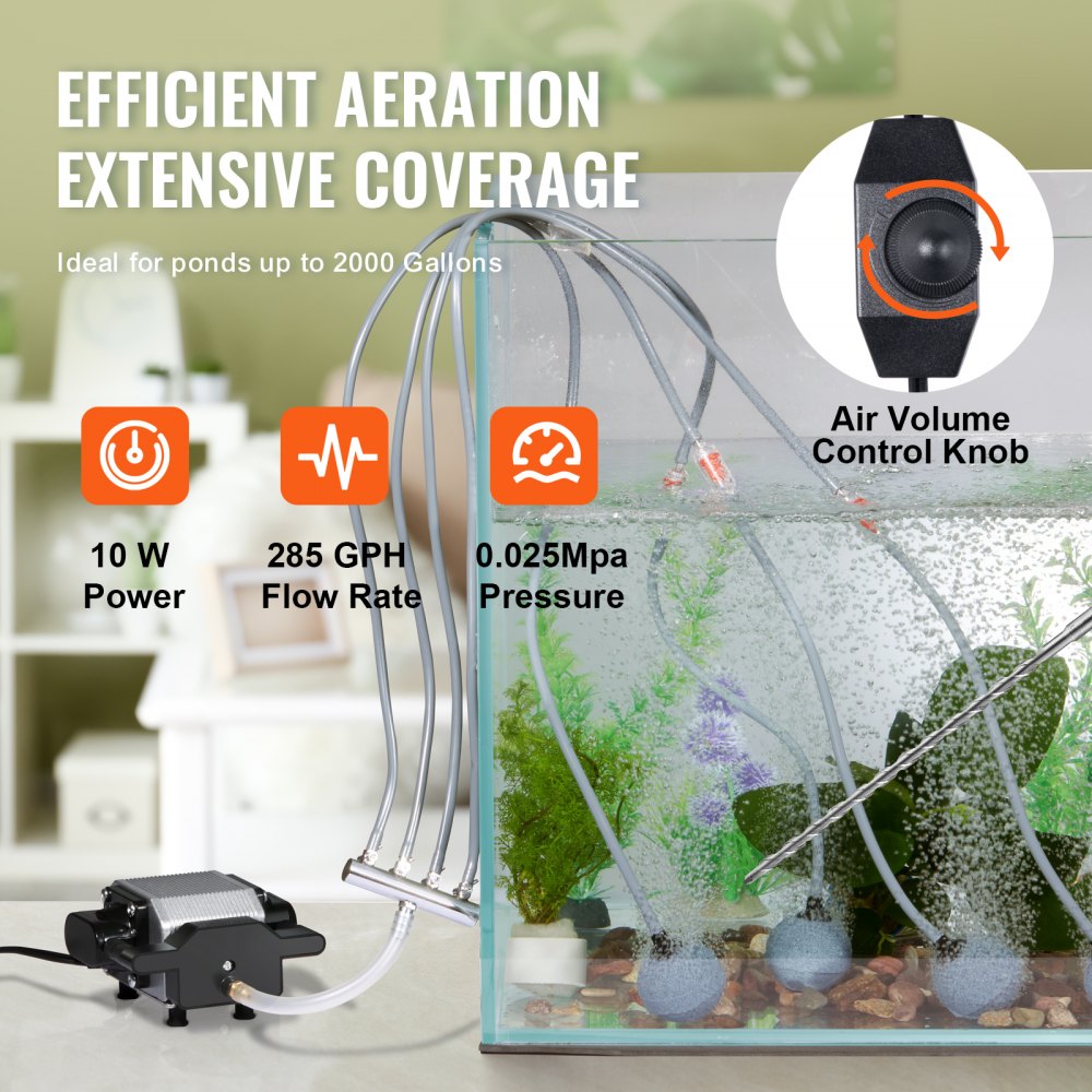 Vevor Pond Aeration Kit 4 Outlets Pond Aerator For Up To 2000 Gallons