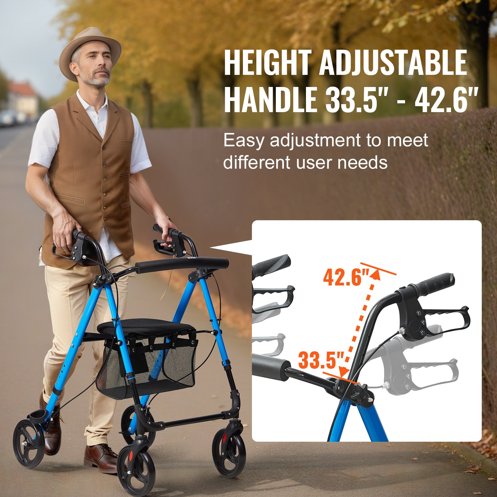 VEVOR Rollator Walker for Seniors and Adult, Lightweight Aluminum ...