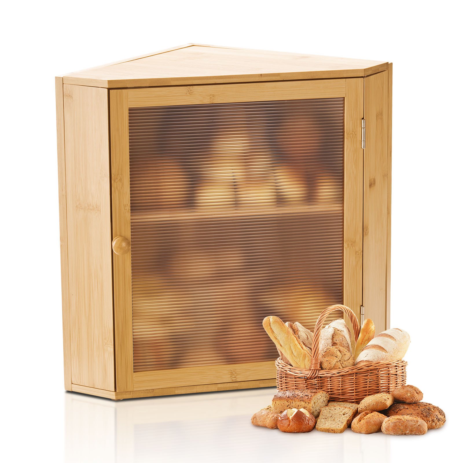 VEVOR Bread Box For Counter: Double Layer Bamboo Storage Bin