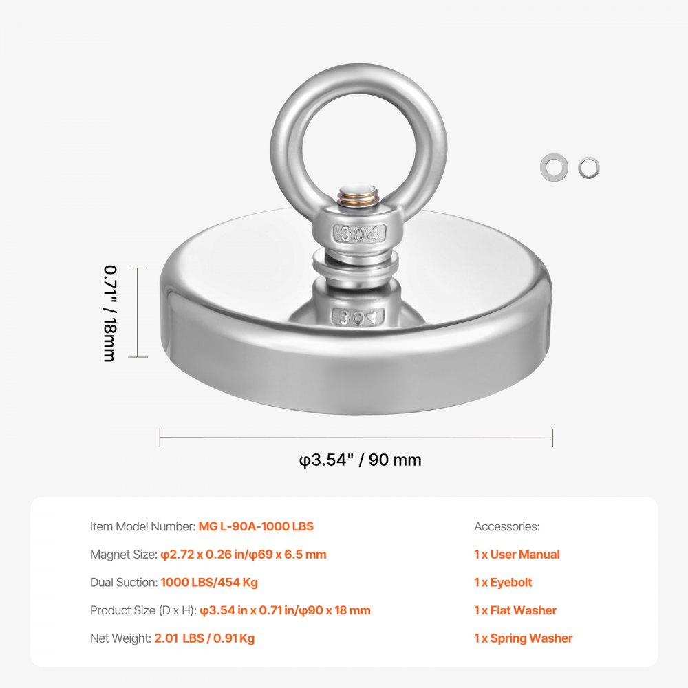 VEVOR Super Strong Magnet — Neodymium Fishing Magnet