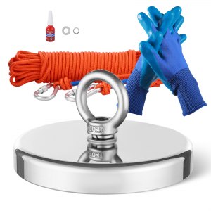 VEVOR Magnet Fishing Kit, 1300 LBS/590 Kg Single-Sided Pulling Force ...