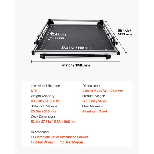 Sliding Truck Bed Organizer 58 x 41-Inch 1000 lbs Truck Bed Storage ...