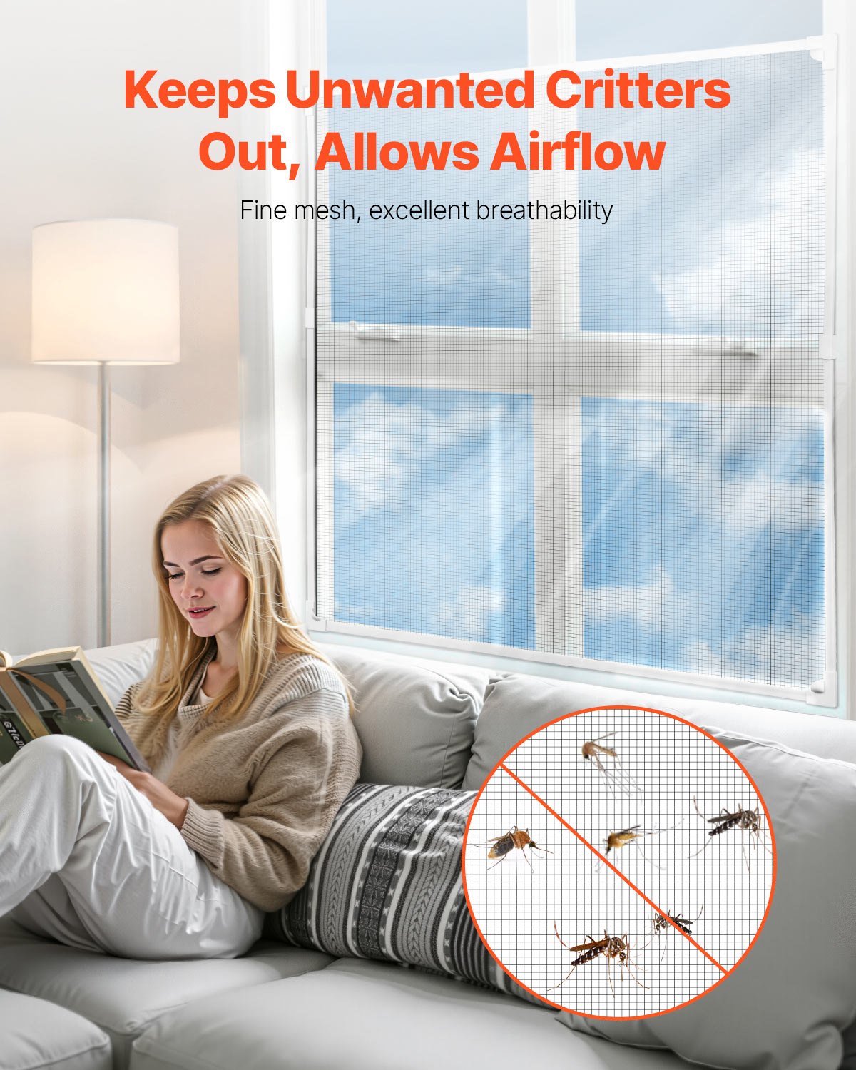 VEVOR Magnetic Window Screen, 58.27 x 39.17 inch PVC and Fiberglass ...