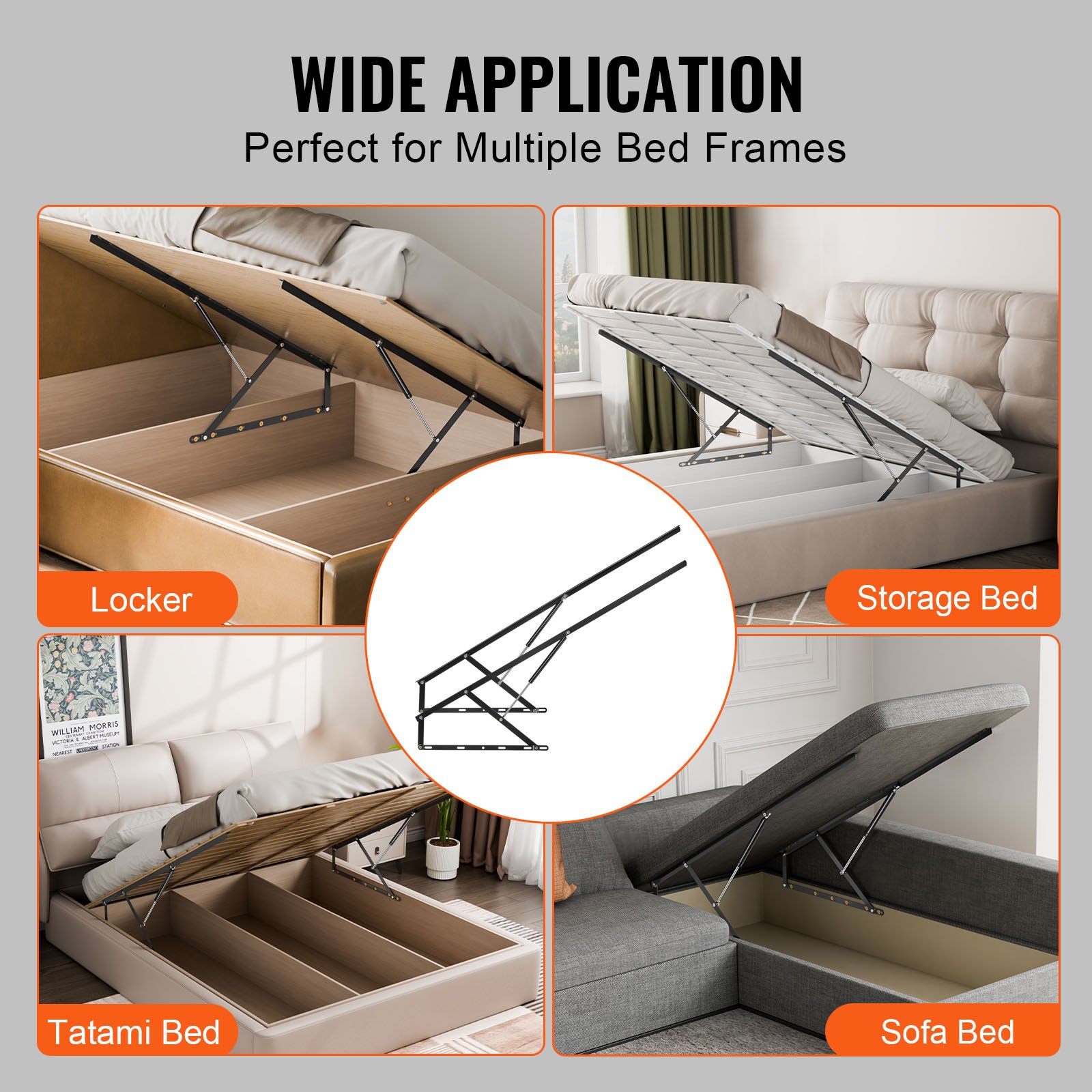VEVOR Bed Lift 59x79 in Compatible Bed Size 309 lbs Load DIY Wall Bed ...