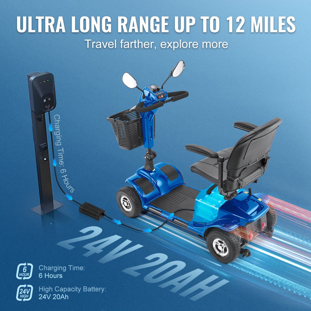 VEVOR Heavy-Duty 4 Wheel Mobility Scooter for Adults & Seniors ...