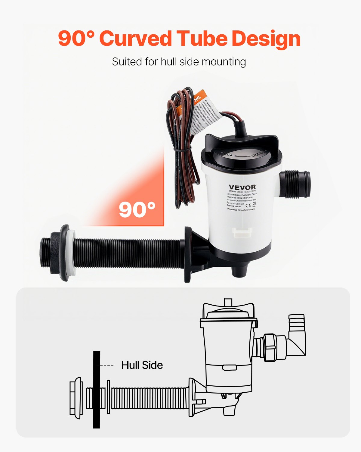 VEVOR Livewell Pump for Boat, 12V 800 GPH Livewell Aerator Pump with ...