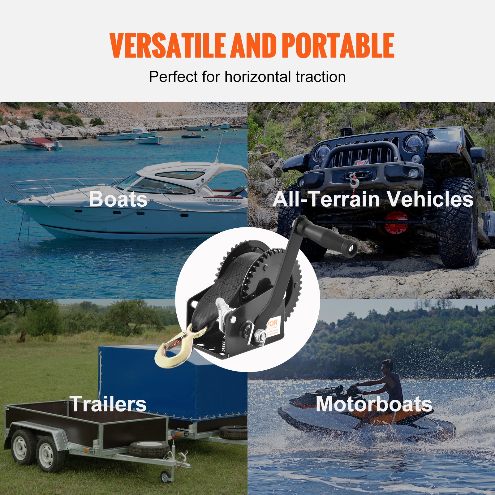 Vevor Hand Winch 9071 Kg Pulling Capacity Boat Trailer Winch Heavy