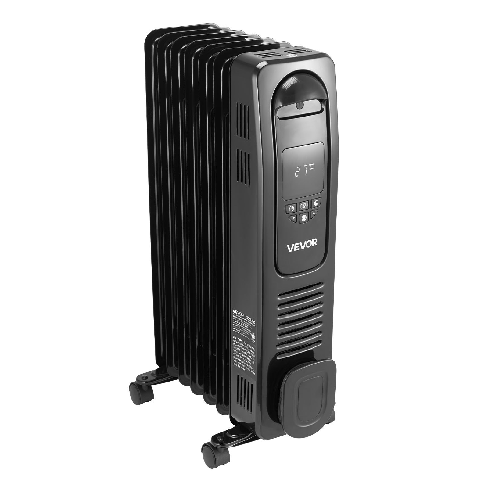 VEVOR Electric Oil Filled Radiator, 1500W Radiant Space Heater with LED ...