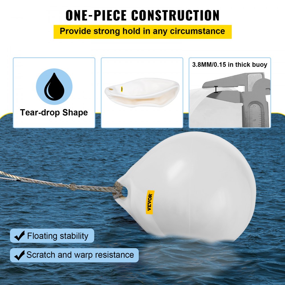 VEVOR Boat Buoy Ball, 27\" Diameter Inflatable Heavy-Duty Marine-Grade ...