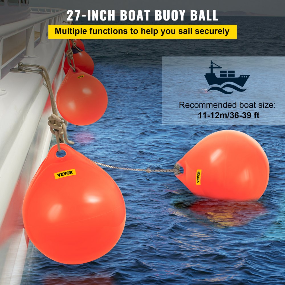 VEVOR Boat Buoy Ball, 27" Diameter Inflatable Heavy-Duty Marine-Grade ...