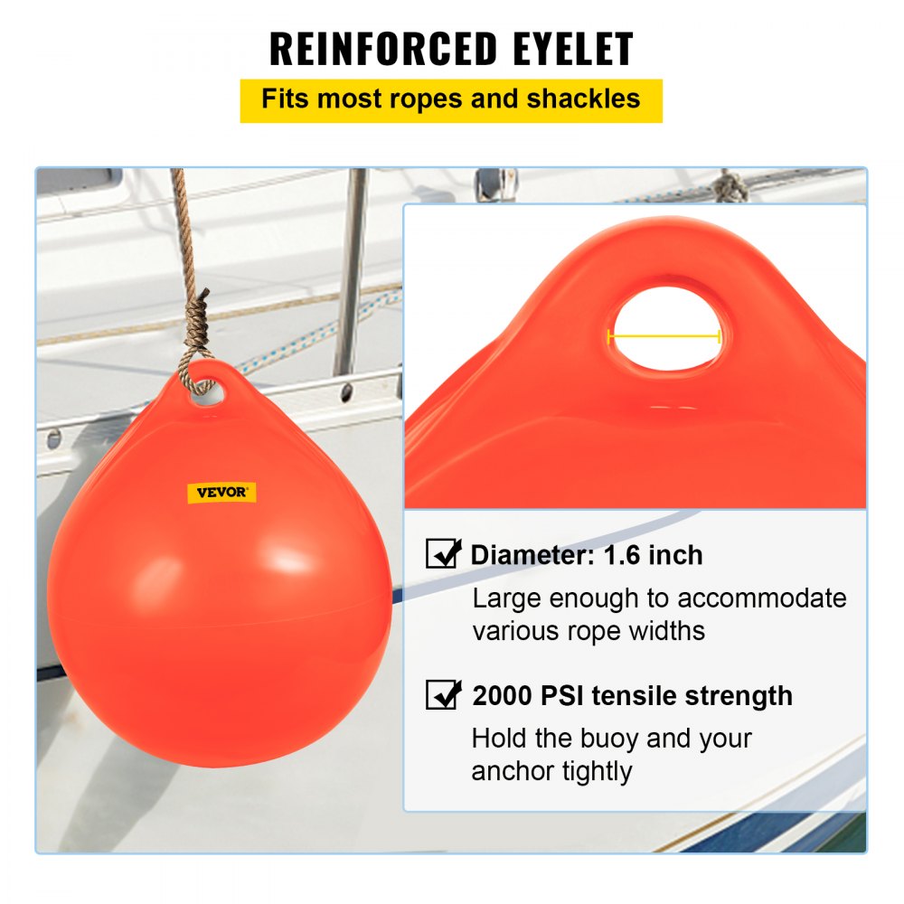 VEVOR Boat Buoy Ball, 27" Diameter Inflatable Heavy-Duty Marine-Grade ...