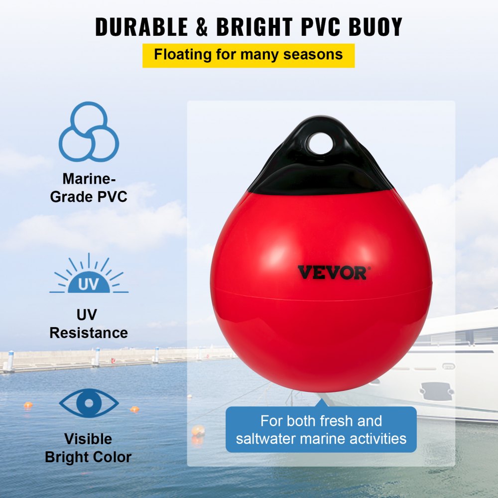 VEVOR Boat Buoy Balls, 15" Diameter Inflatable Heavy-Duty Marine-Grade ...