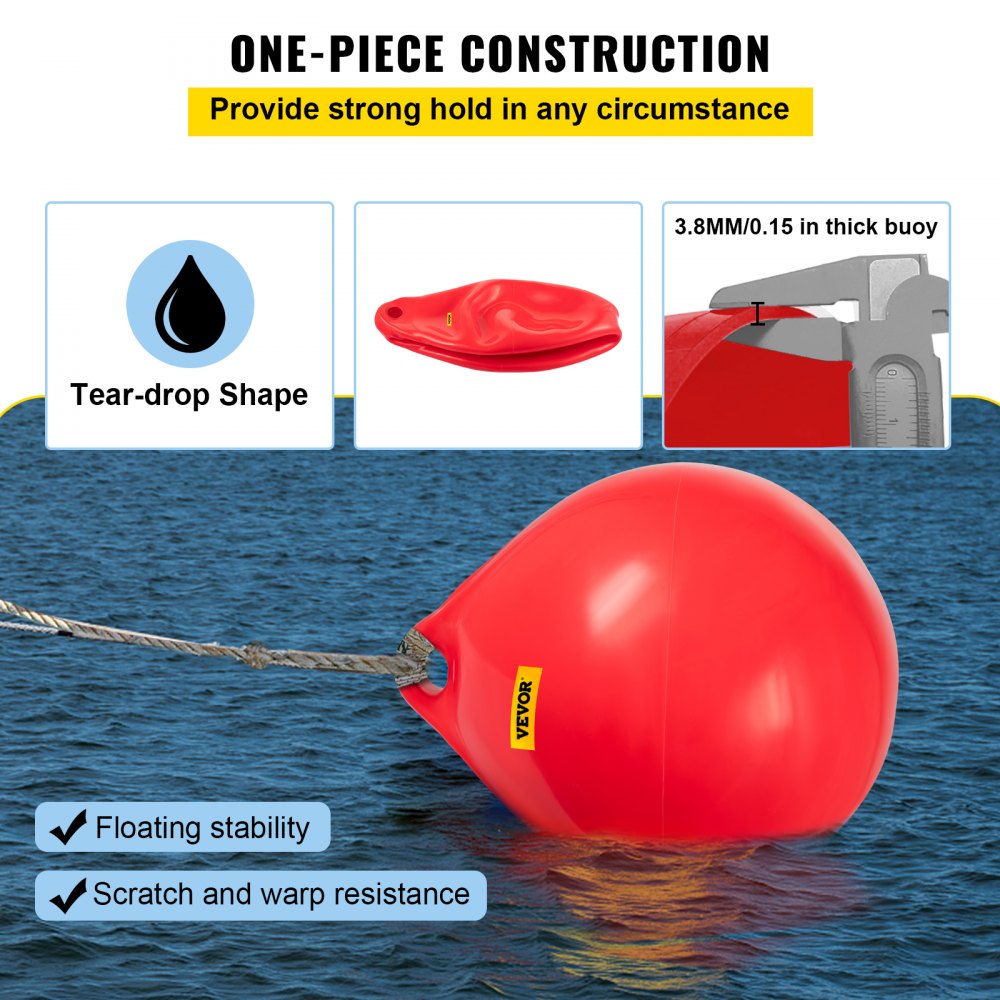 VEVOR Boat Buoy Ball, 21" Diameter Inflatable Heavy-Duty Marine-Grade ...
