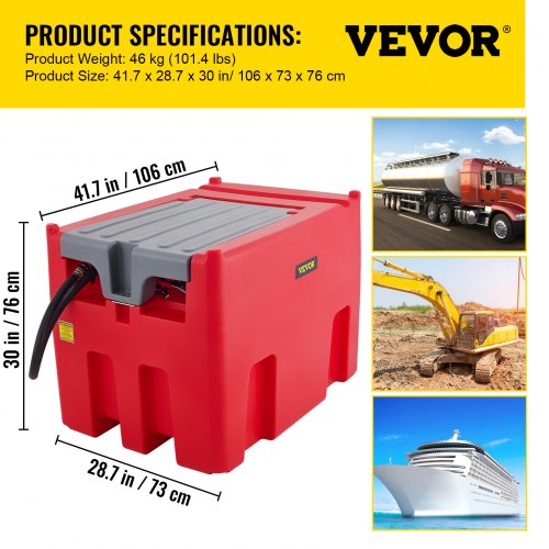 VEVOR Portable Diesel Tank, 116 Gallon Capacity, Diesel Fuel Tank with ...