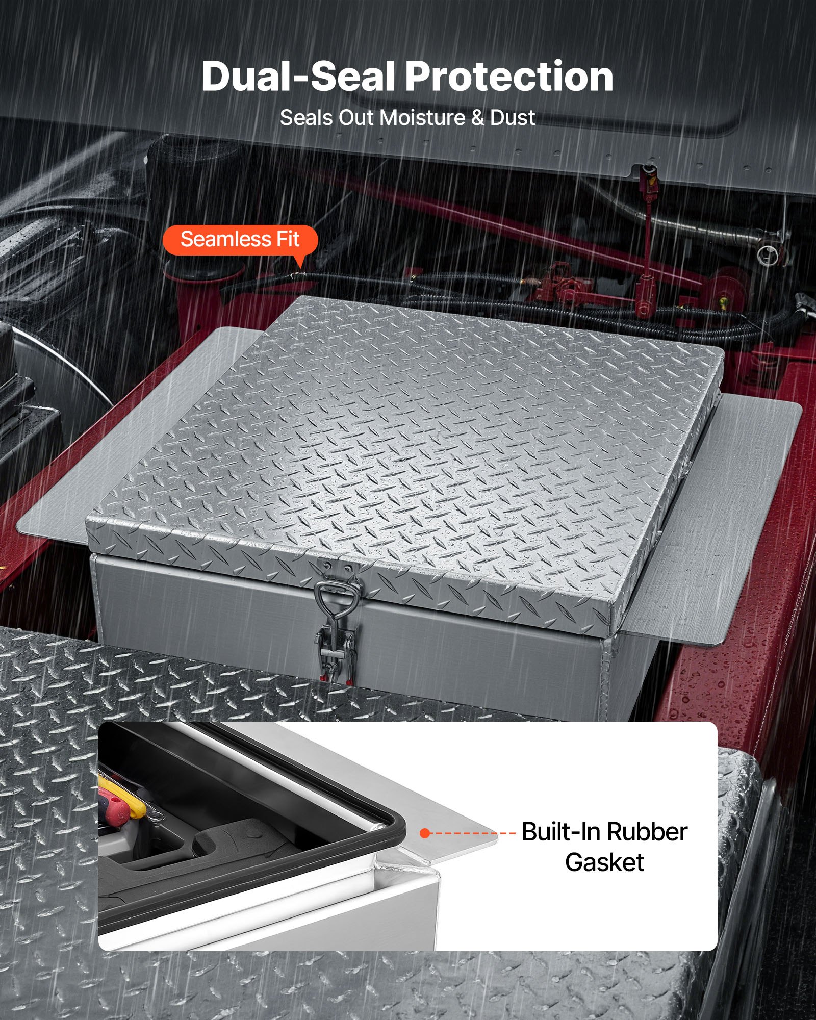 VEVOR Truck Bed Tool Box, Heavy Duty Aluminum Tool Box with Diamond ...