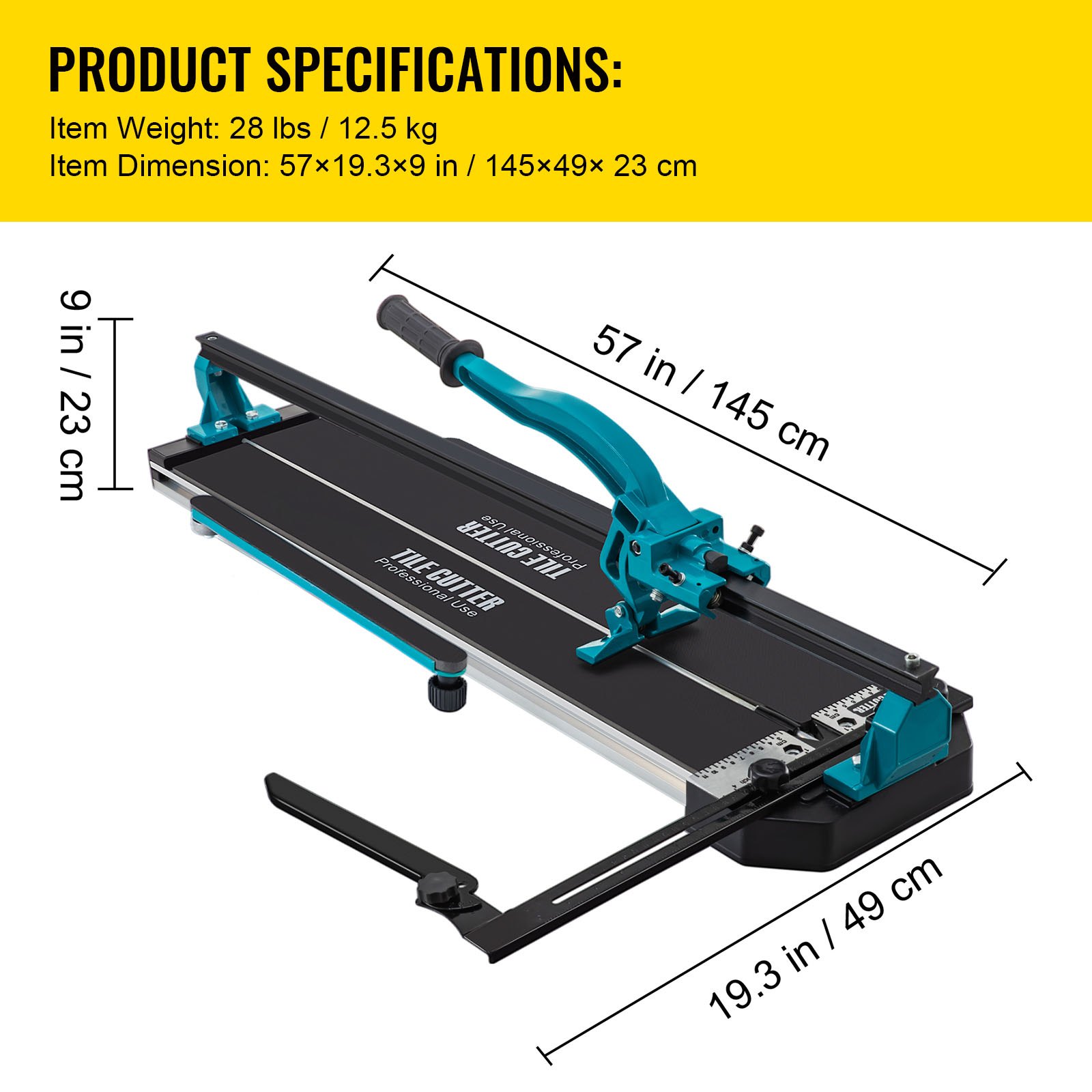 VEVOR Manual Ceramic Tile Cutter - 47-inch, 15mm, 1200mm
