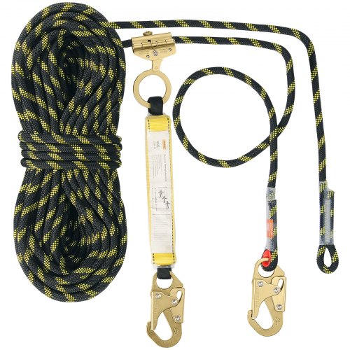 VEVOR Vertical Lifeline 150ft (45.7m) Outdoor Climbing Rope Black ...