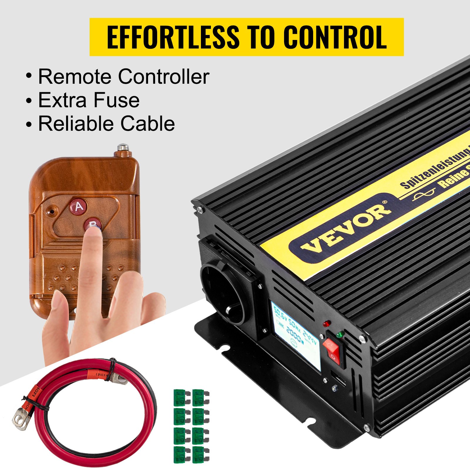 VEVOR VEVOR Pure Sine Wave Inverter 2500W Power Inverter DC 12V AC 230V ...