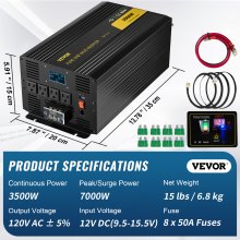 VEVOR Pure Sine Wave Inverter 3500 Watt Power Inverter, DC 12V to AC ...