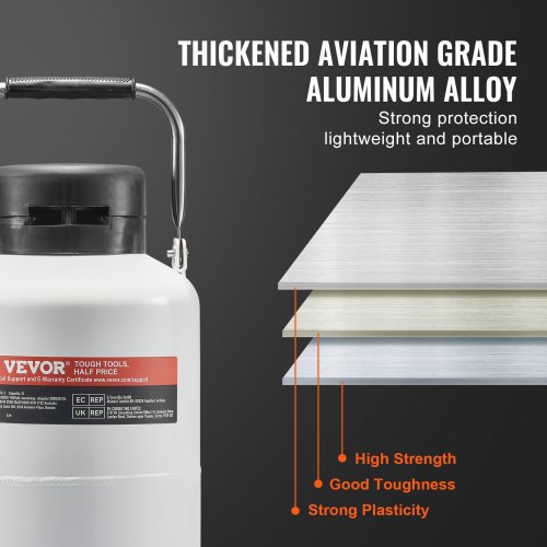VEVOR Liquid Nitrogen Tank 3 L Aluminum Alloy LN2 Container Dewar 6 ...