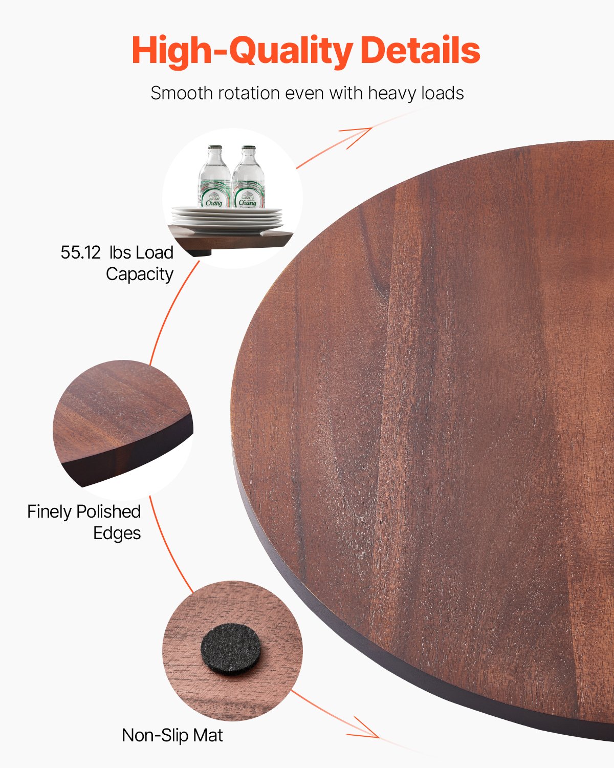 VEVOR 24 Inch Lazy Susan Turntable – 55.12 lbs, 360° Spin