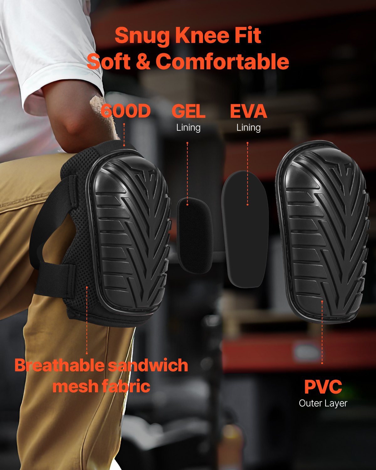 VEVOR Gardening Knee Pads - Soft Gel and Foam Protection