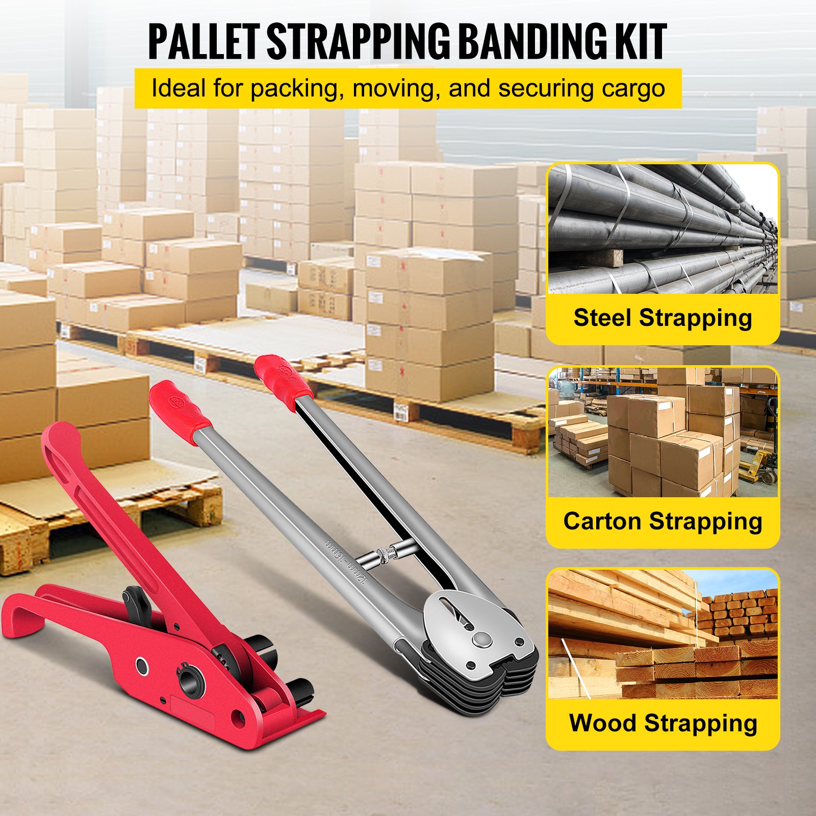 VEVOR VEVOR Manual Pallet Strapping Banding Kit, PET/PP Manual Strapping Tools Packing Machine ...