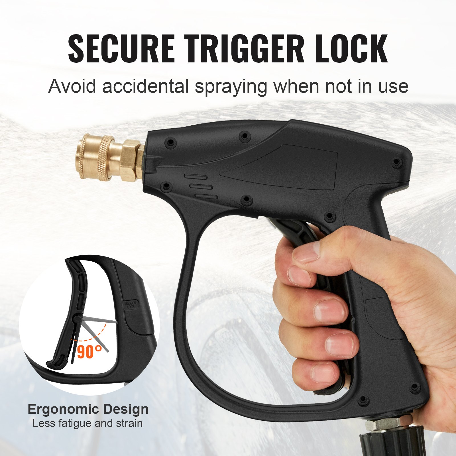 VEVOR Short Pressure Washer Gun, 4350 PSI High Power Washer Spay Gun ...