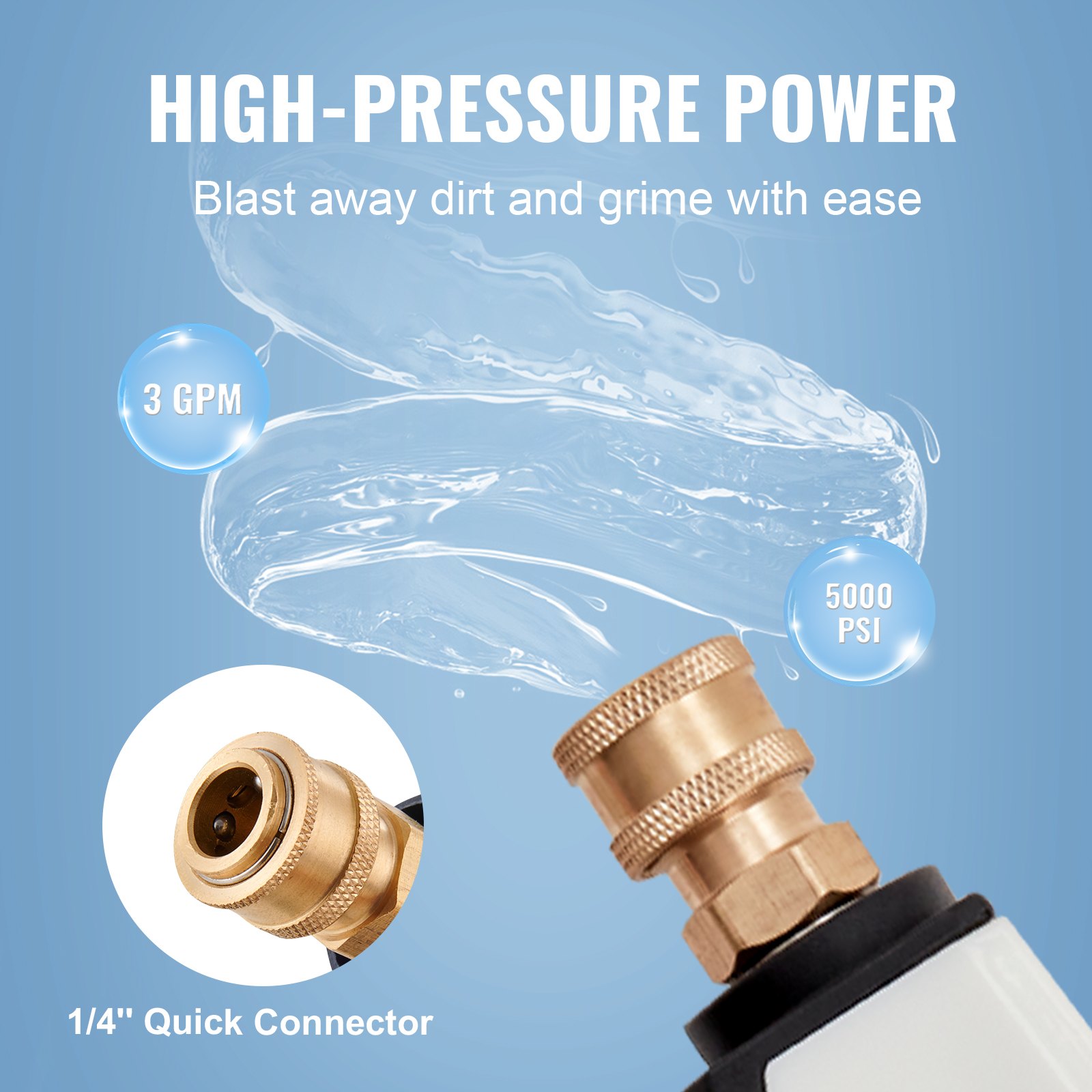 VEVOR Short Pressure Washer Gun, 5000 PSI High Power Washer Spay Gun ...