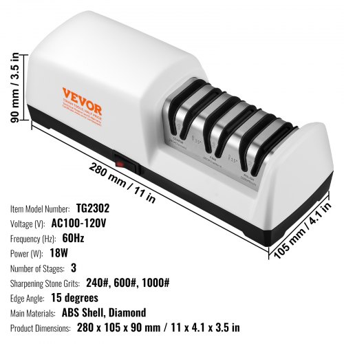 VEVOR Electric Knife Sharpener, 3 Stages Kitchen Knife Sharpener for ...