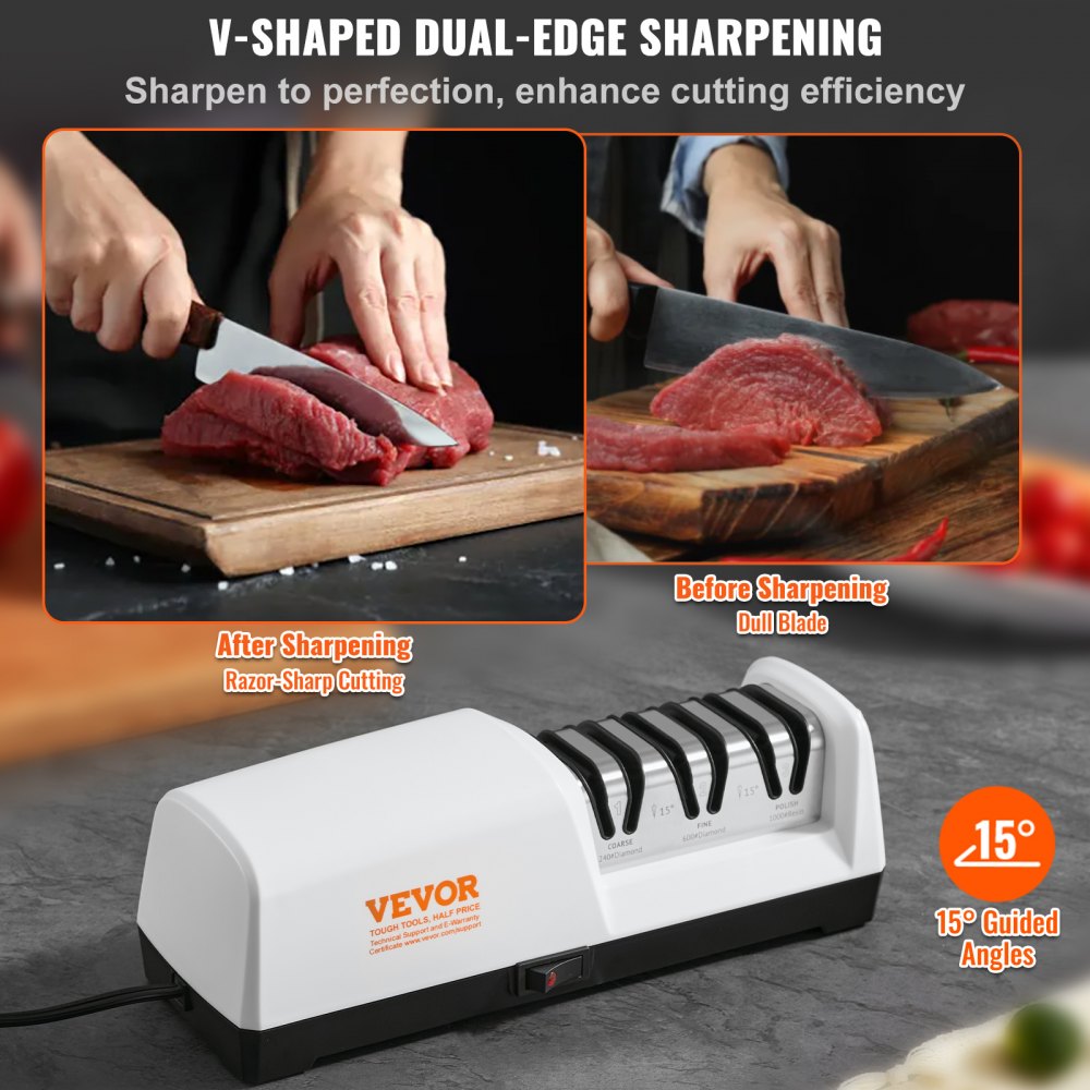 VEVOR Electric Knife Sharpener, 3 Stages Kitchen Knife Sharpener for ...