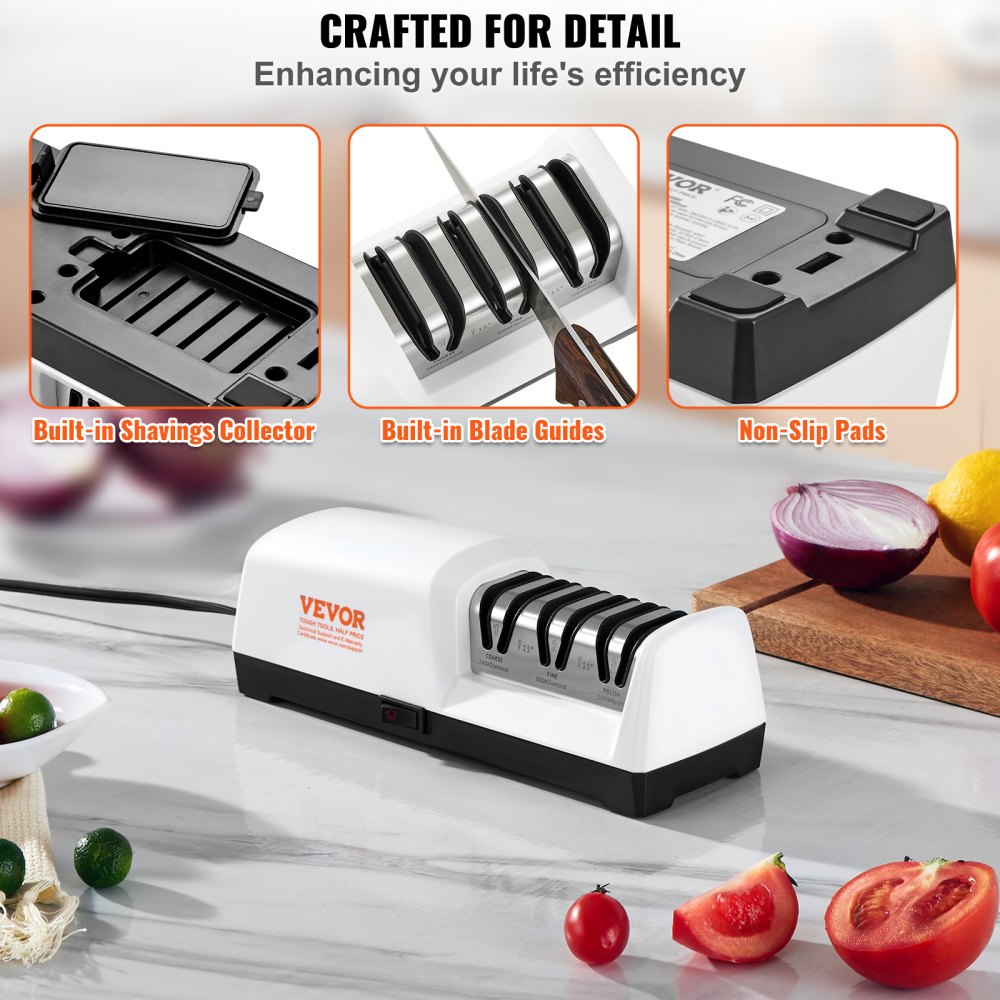 VEVOR Electric Knife Sharpener, 3 Stages Kitchen Knife Sharpener for ...