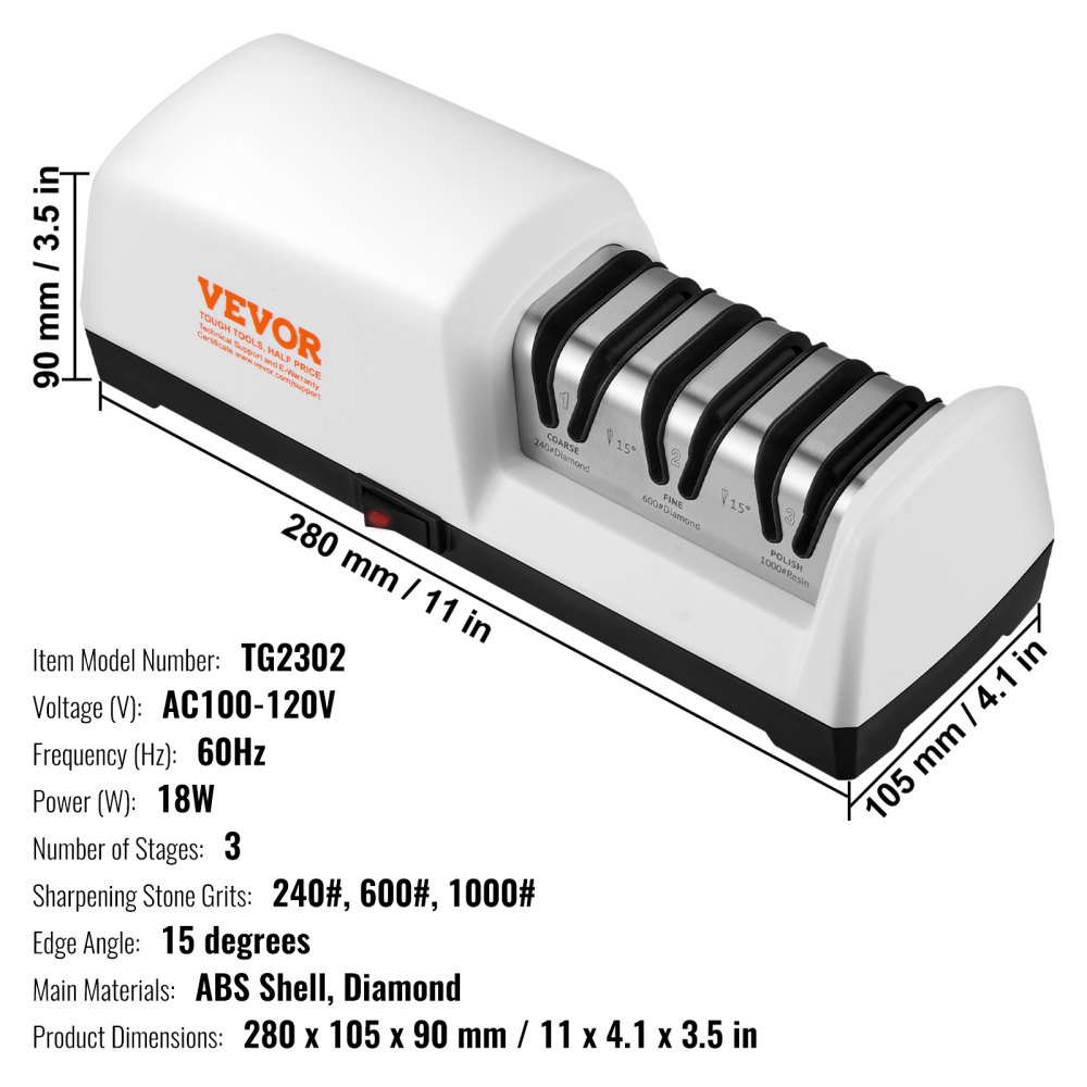 VEVOR Electric Knife Sharpener, 3 Stages Kitchen Knife Sharpener for ...