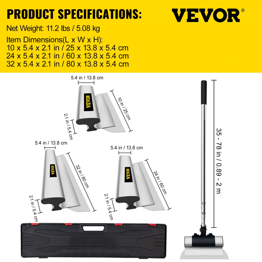VEVOR Skimming Blade Set,10"+24"+32" Blades + 35"-78" Extension Handle ...