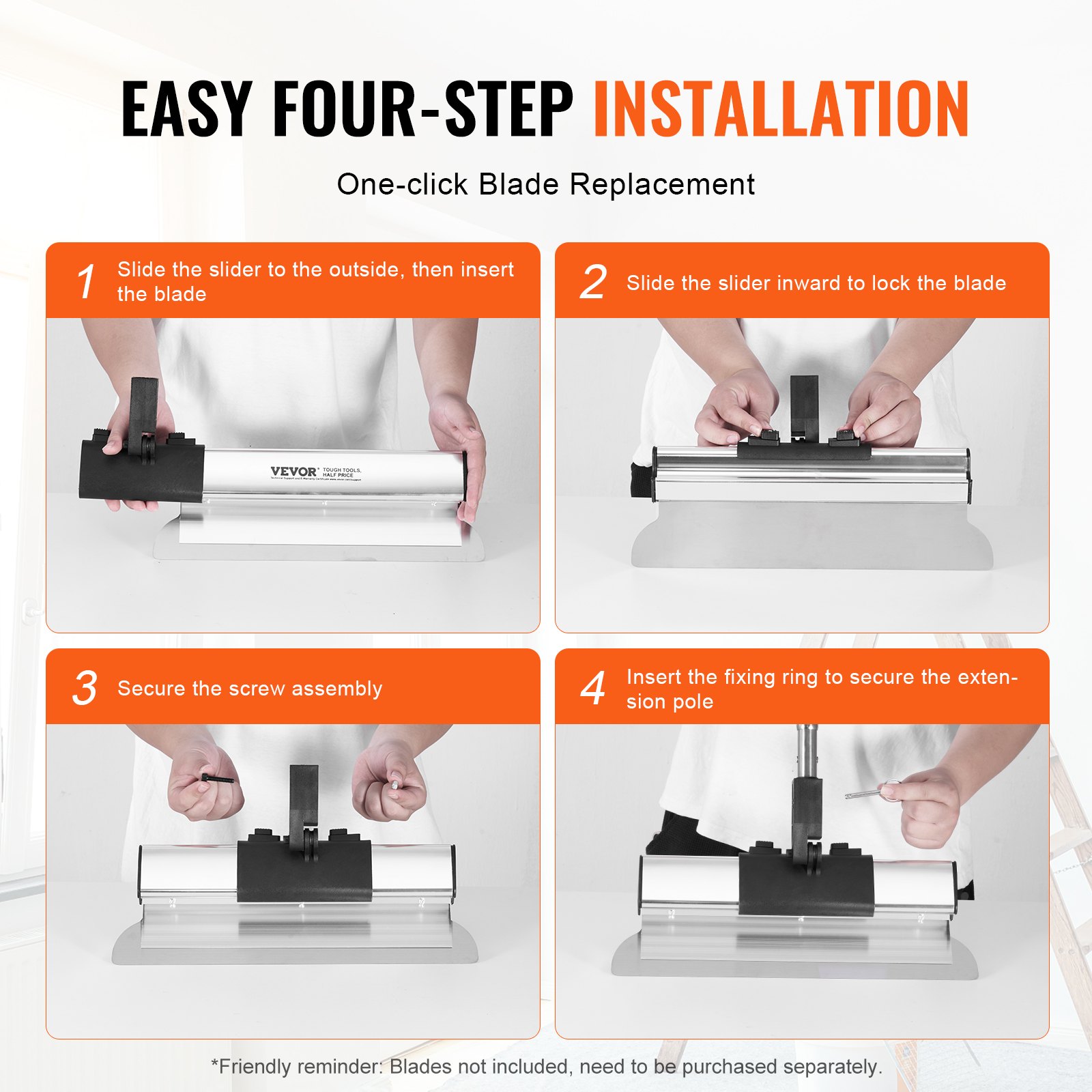 VEVOR Drywall Skimming Kit, Handle + Fixator Smoothing Knife Accessory ...