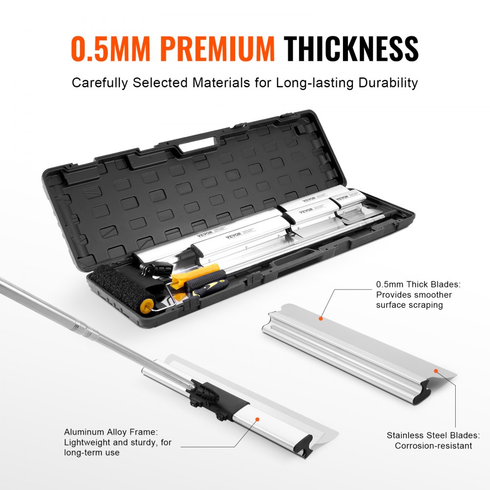 VEVOR Drywall Skimming Blade Set, 7/10/14/16/24 in Skimming Blades + 34 ...