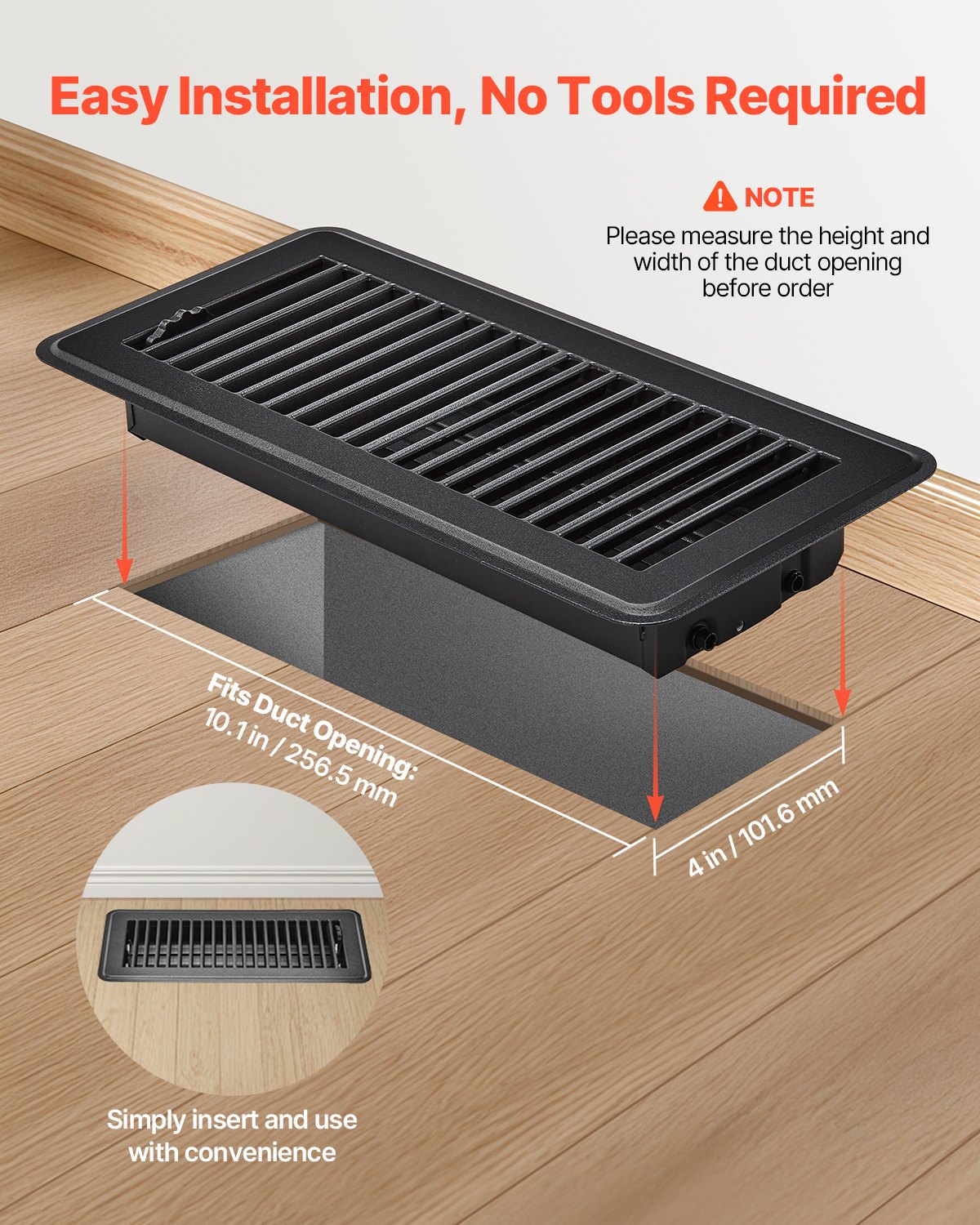 VEVOR 4 x 10 Inch Floor Registers, 12-Pack Vent Grilles, HAVC Heavy ...