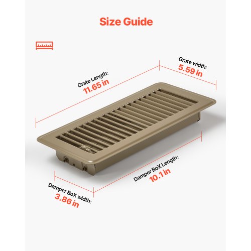 Floor Registers 4 x 10 Inch 6-Pack Iron Floor Vents for HVAC Vent ...