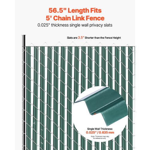 Chain Link Fence Privacy Slats Single-Wall for 5' High Fence Bottom ...