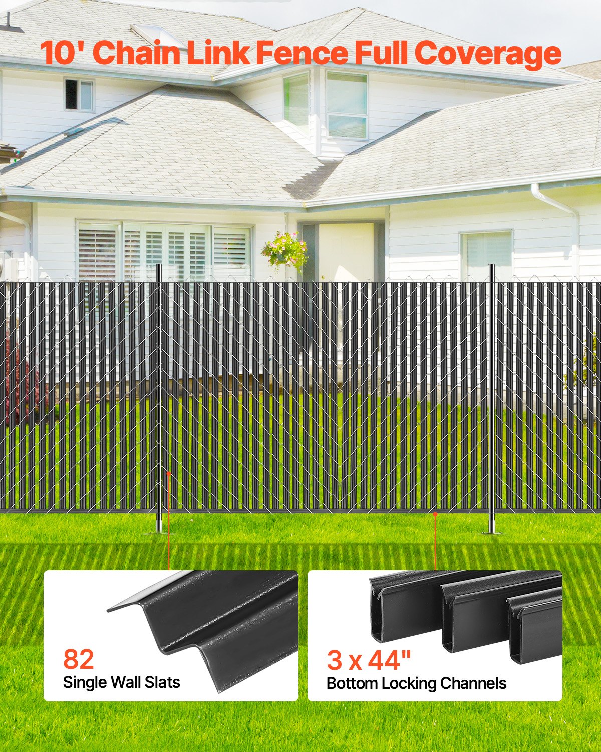 VEVOR Privacy Slats for Chain Link Fence - 6' Bottom Lock