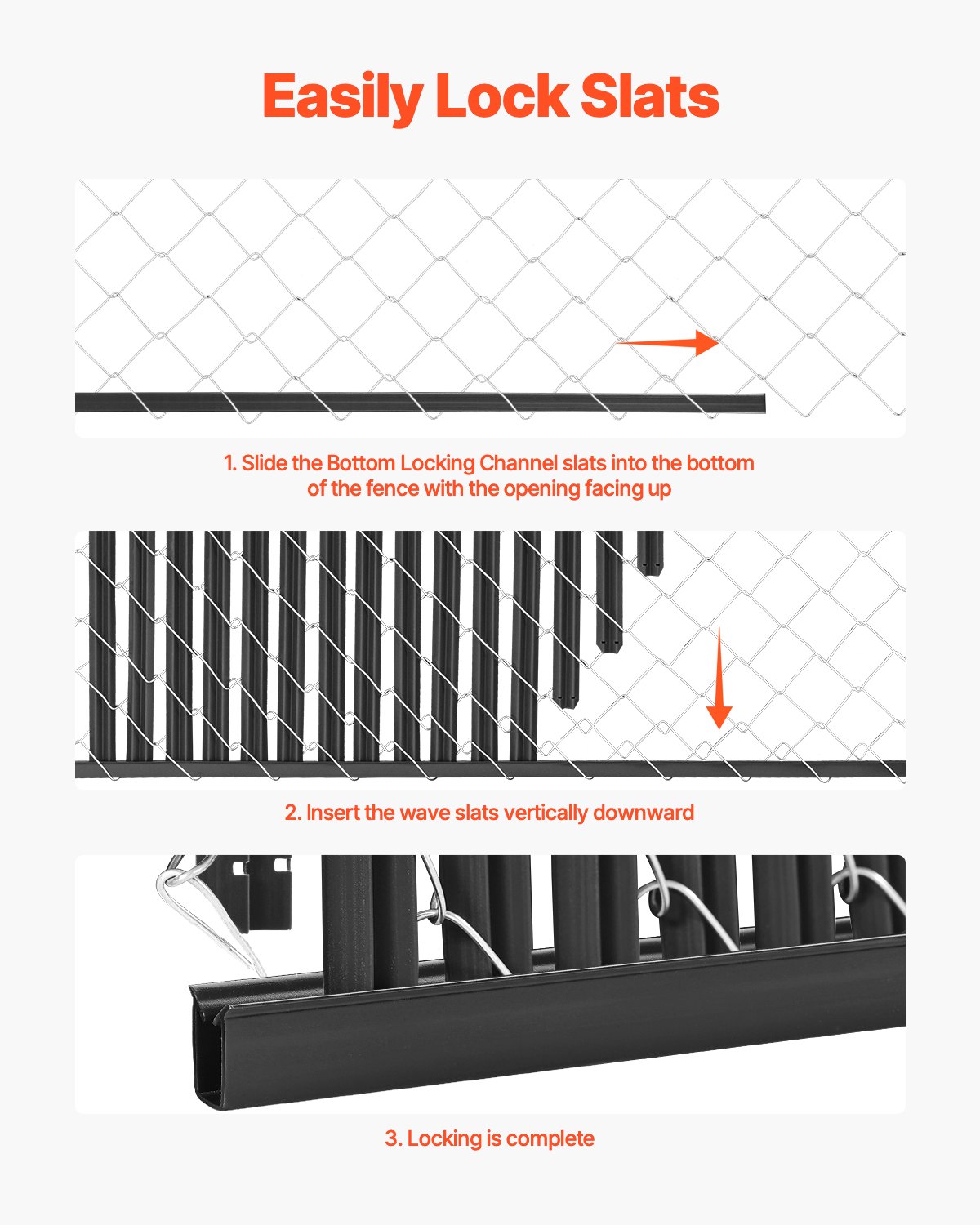 VEVOR Privacy Slats for Chain Link Fence - 6' Bottom Lock